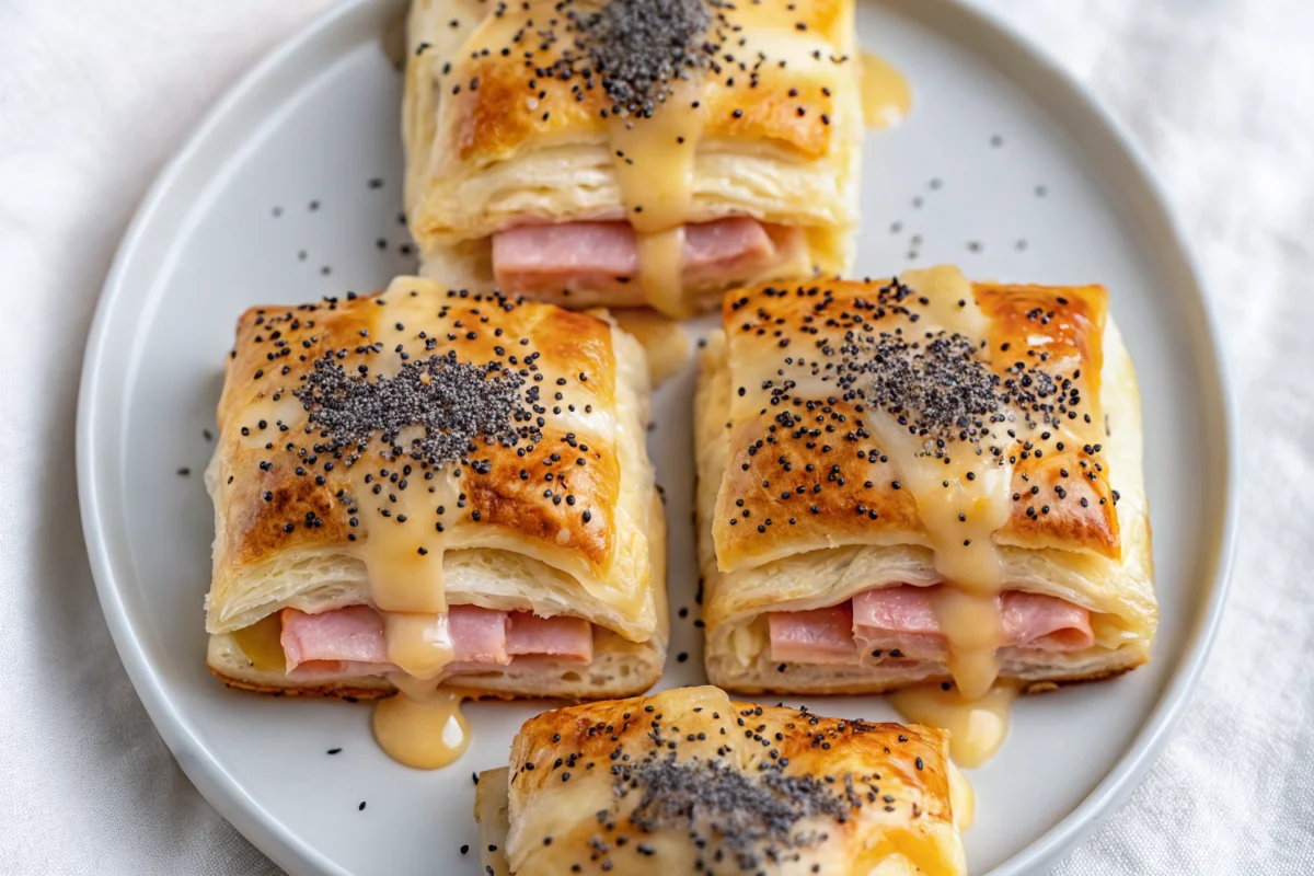 Swiss Cheese & Ham Puff Pastries with Poppy Seeds
