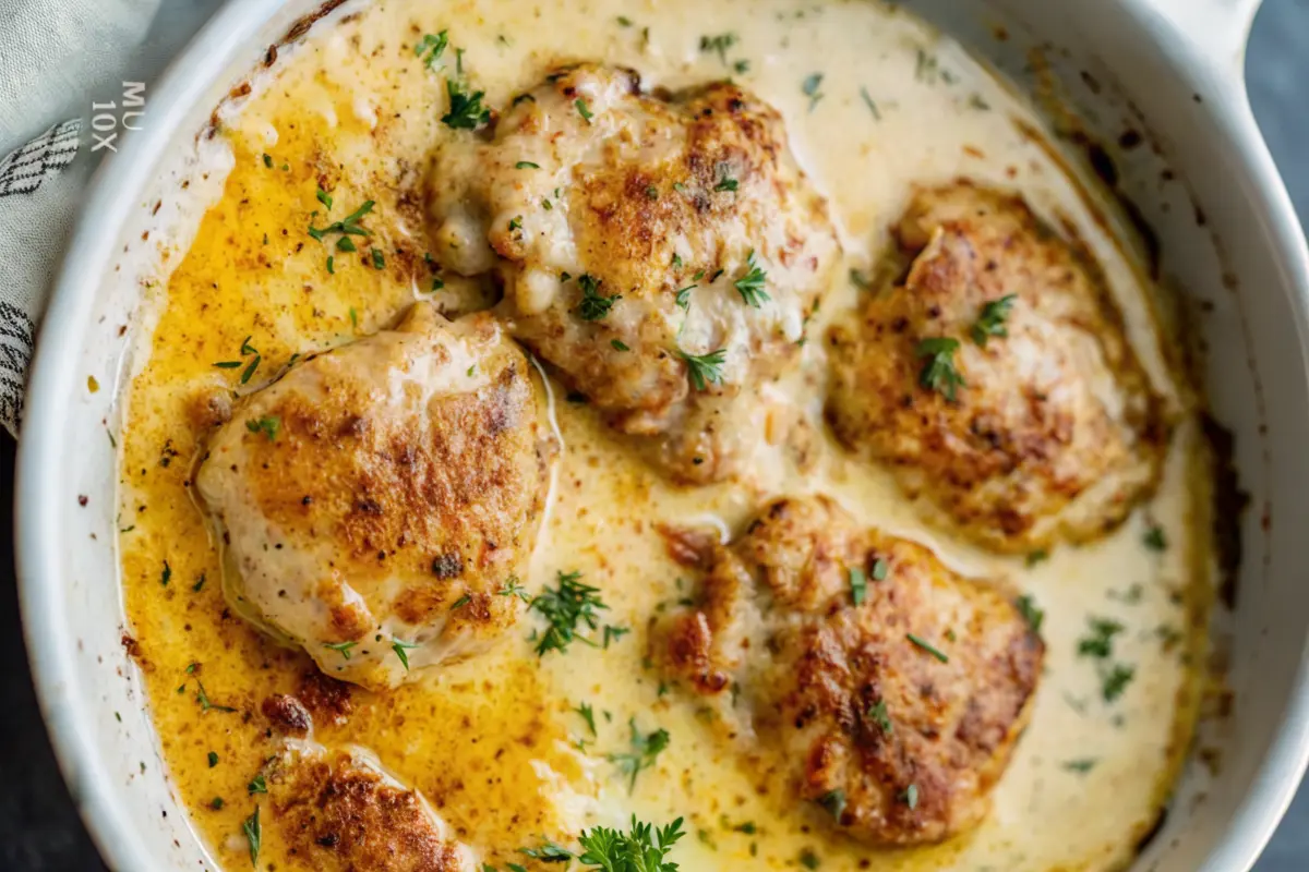 Creamy Oven Baked Chicken Thighs