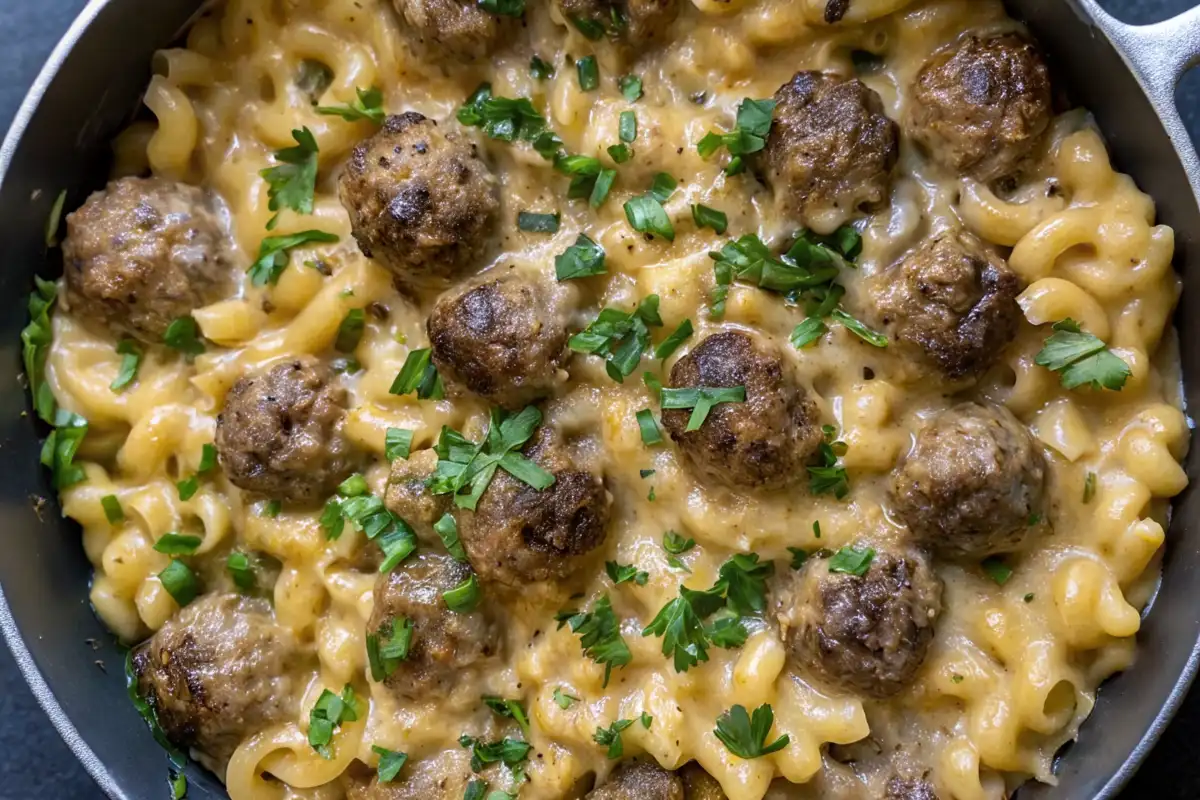 Creamy Swedish Meatball Pasta Bake