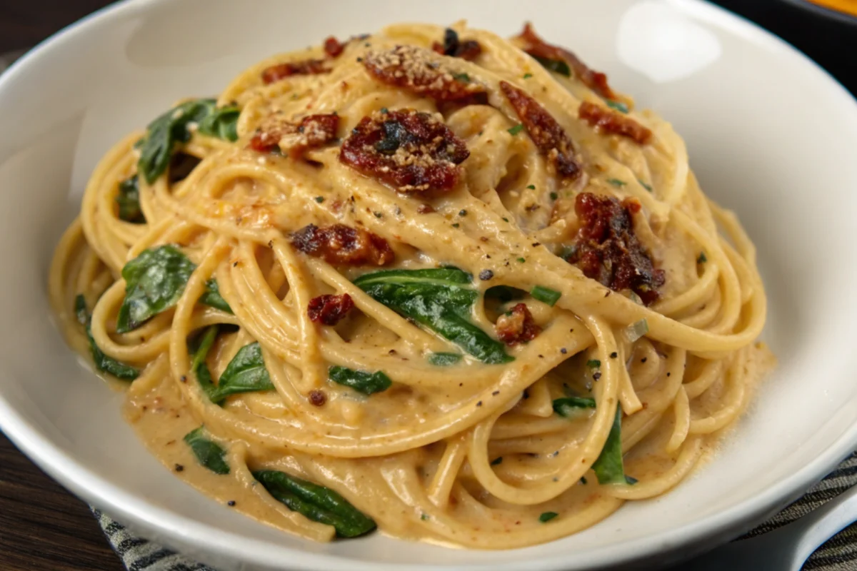 Creamy Sun-Dried Tomato Pasta with Spinach