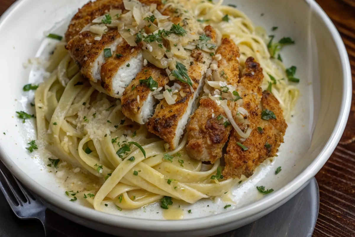 How to Make Creamy Lemon Pasta with Crispy Parmesan Chicken
