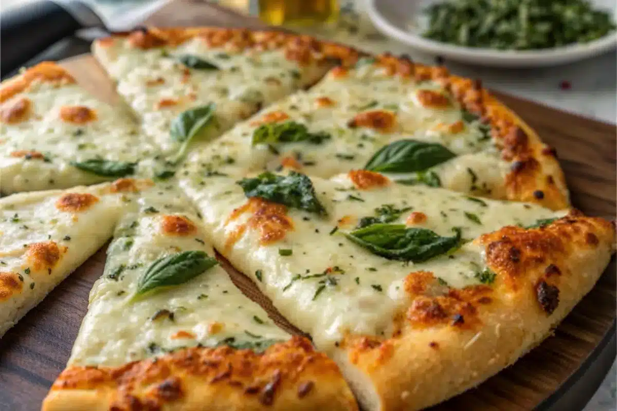 Cheesy Garlic Basil Pizza Recipe – Crispy Crust, Melty Cheese & Big Flavor