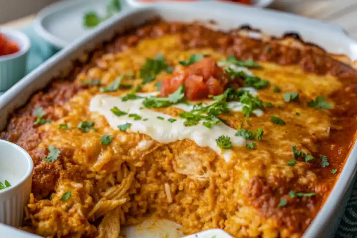 Chicken Enchilada Rice Casserole – Cheesy, Easy, and Perfect for Dinner