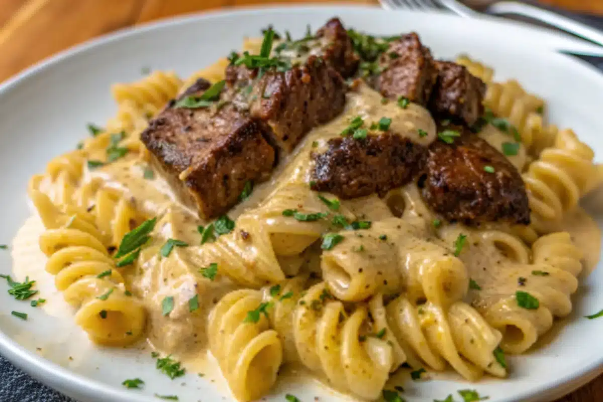 One-Pan Creamy Garlic Butter Steak Pasta (So Comforting!)